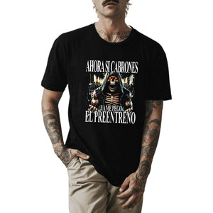 Playera Calaca GYM Ya me pego el pre entreno N-0736